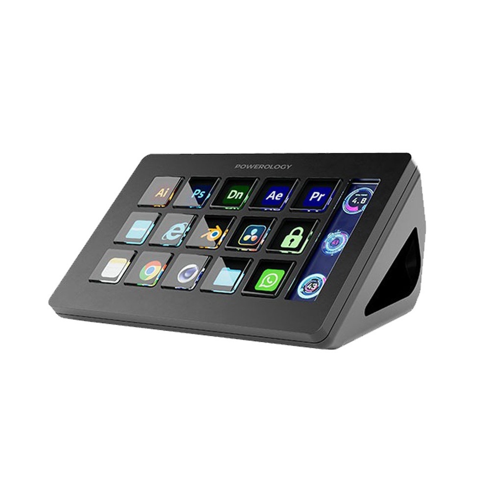 Powerology Stream Deck - Interactive Buttons & Custom Software - Black